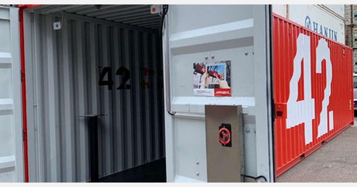 Container 42 enhanced with security system