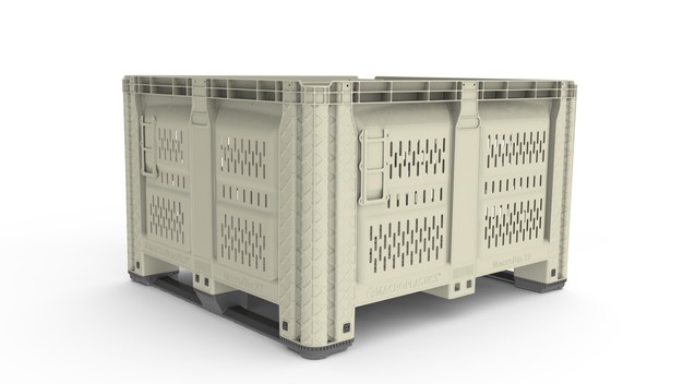 Updated design for harvest container has drain holes and is fully-vented