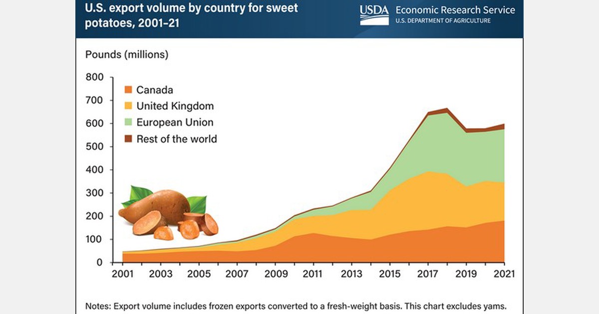 U.S. sweet potatoes are enjoyed around the world, export data shows