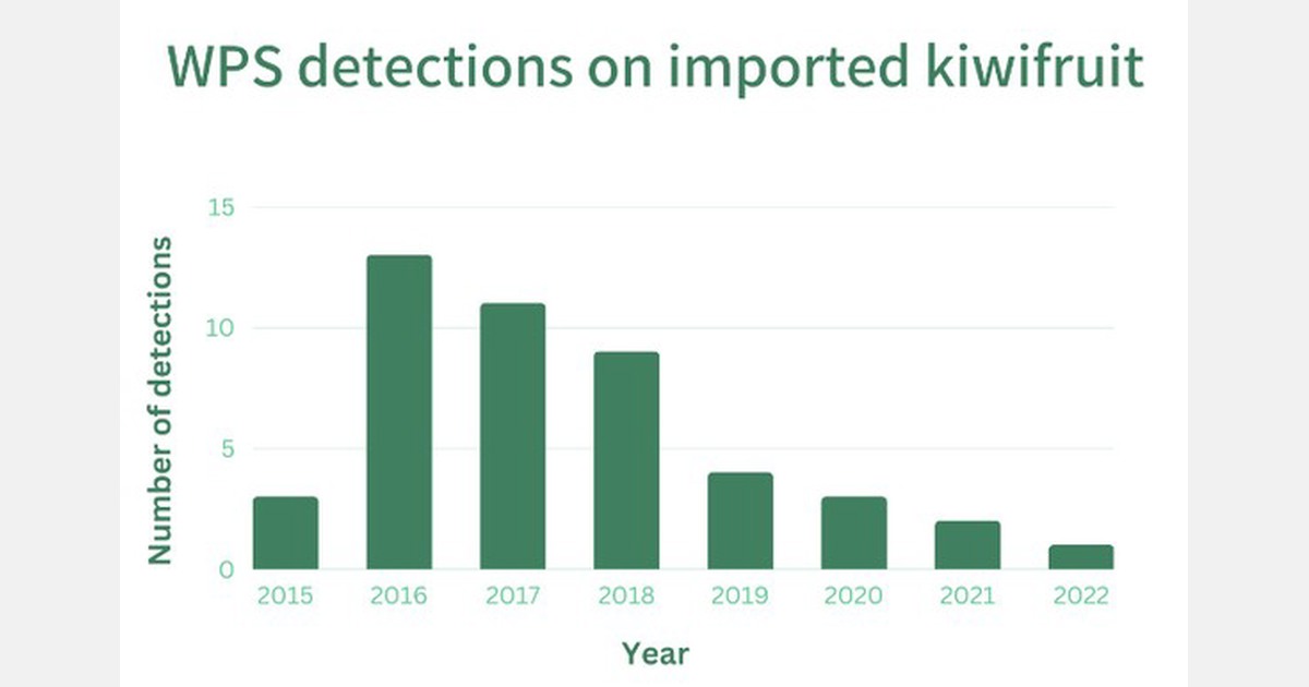 Detections of White Peach Scale declining at a steady rate