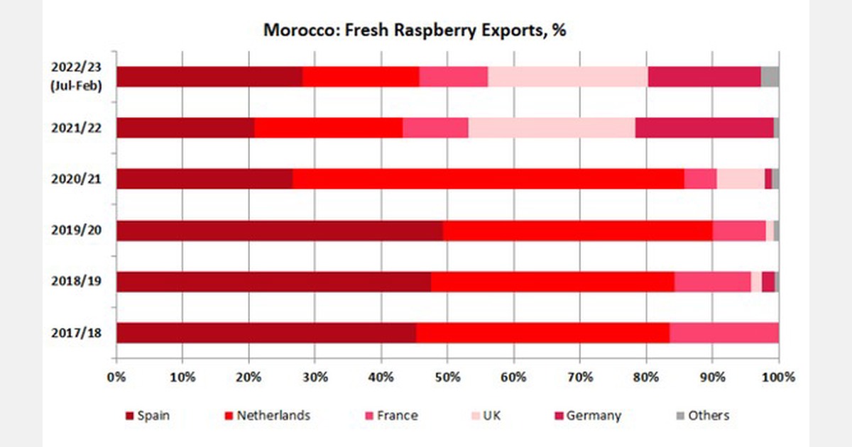 Morocco ranks third in global ranking of fresh raspberry exporters
