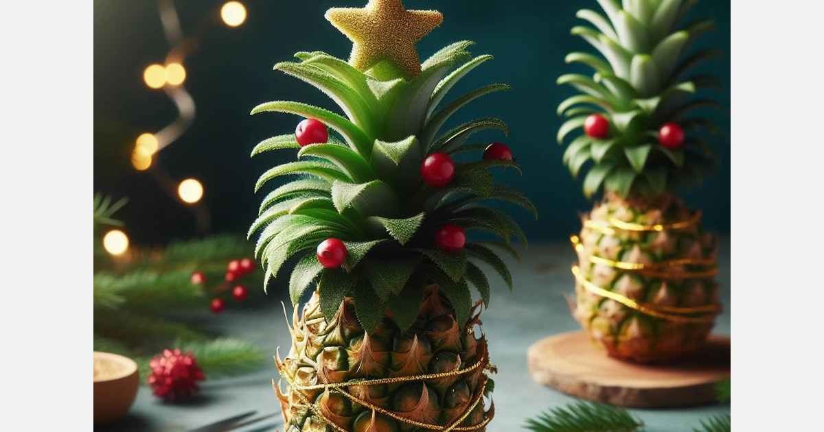 Transform a pineapple stem into a charming Christmas tree