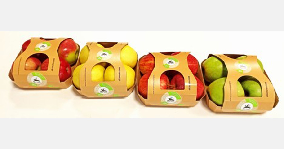 Brio ready to launch Alce Nero apples in a new 100% plastic free 4 ...