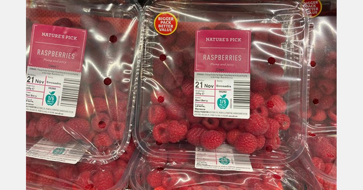 Raspberries, variety indicated on the label