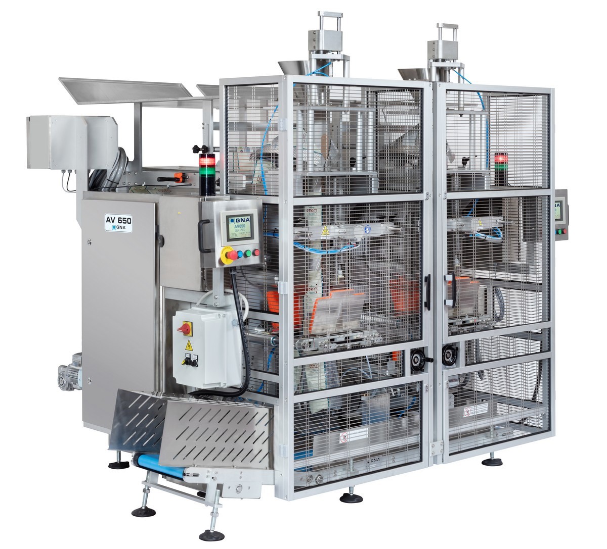 Double vertical packaging machine system for high productivity in multi ...